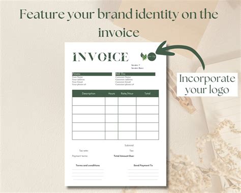 Green Invoice Template Invoice Template For Small Business Etsy