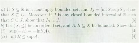 Solved A If SR Is A Nonempty Bounded Set And Chegg Com
