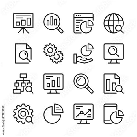 Data Analysis Line Icons Set Modern Linear Graphic Design Concepts Simple Outline Elements