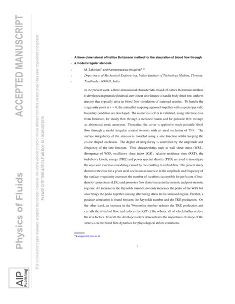 Pdf A Three Dimensional Off Lattice Boltzmann Method For The