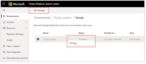 Power Platform 관리 센터에서 포털 관리 Power Apps Microsoft Learn