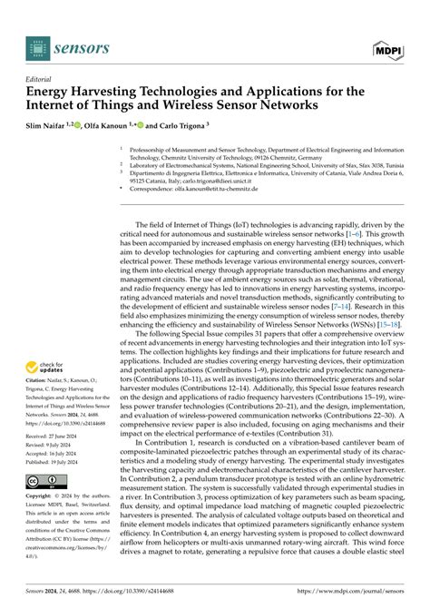 Pdf Energy Harvesting Technologies And Applications For The Internet Of Things And Wireless