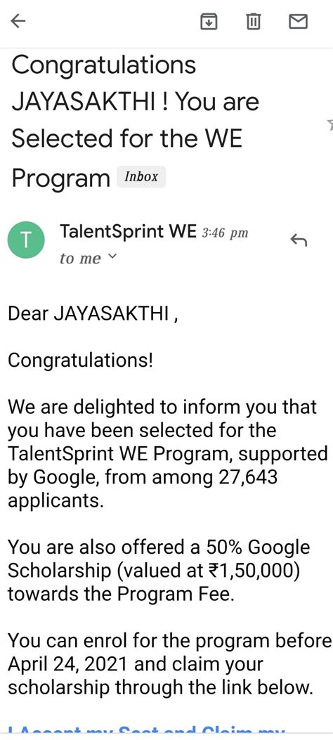 Jayasakthi J R On Linkedin Got Selected For Talentsprint We Program By