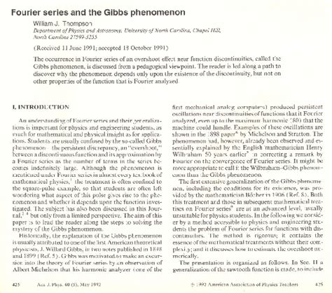 Pdf Fourier Series And The Gibbs Phenomenon