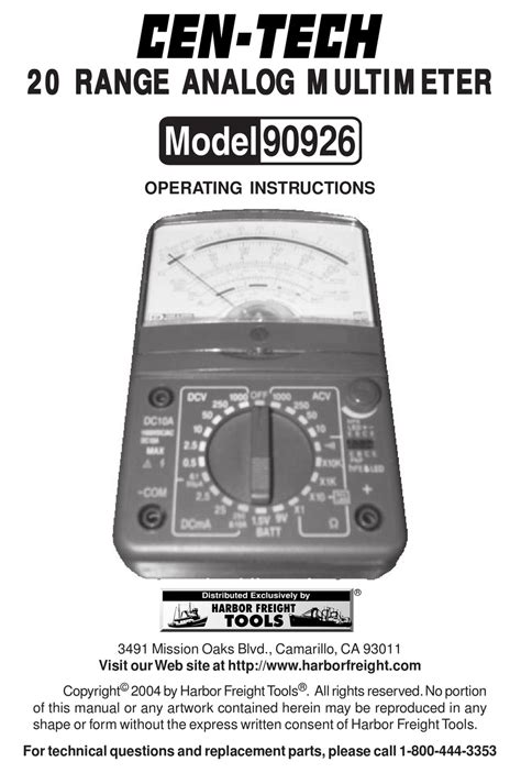 Cen Tech 9 Function Digital Multimeter Manual