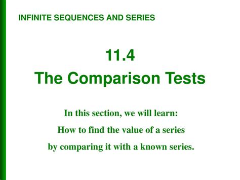 The Comparison Tests In This Section We Will Learn Ppt Download