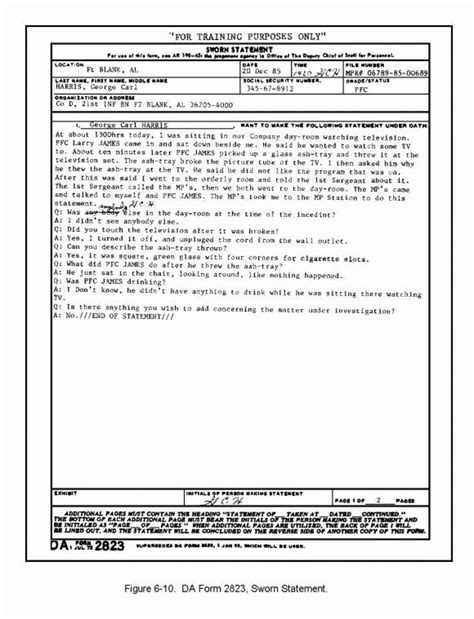 Army Sworn Statement Form