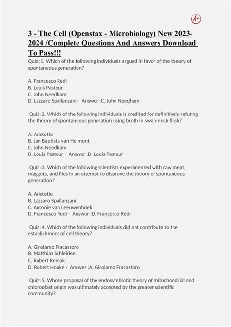 3 The Cell Openstax Microbiology New Complete Questions And