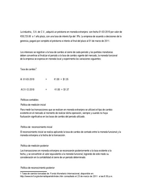 Estimaciones Pdf Tipo De Cambio Normas Internacionales De