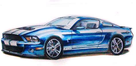 How To Draw A Mustang Shelby Gt500