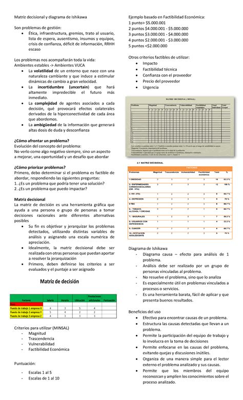 Matriz Decisional Y Diagrama De Ishikawa La Incertidumbre Uncertain