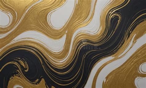 Abstract Art Piece Features Swirling Gold And Black Lines Creating Dynamic And Visually