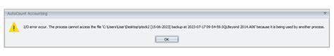 troubleshooting restore error the process cannot access the file