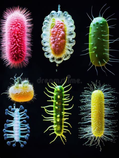 Sequence Illustrating The Evolution Of Diverse Bacteria Displaying Various Shapes And Colors