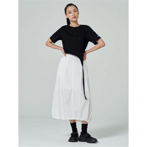 에잇세컨즈 나일론 밑단 스트링 롱스커트 화이트 353727mq11 위시버킷