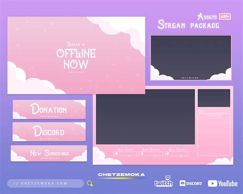 Celestial Stream Overlay Pink Sky Animated And Static Version Pink Sky Celestial Twitch Pack Etsy