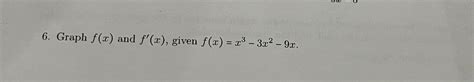 Solved 6 Graph F X And F′ X Given F X X3−3x2−9x