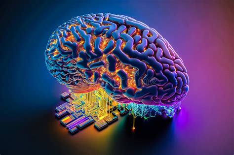 Ai Chipset With Human Brain On Computer Circuit Board Artificial Intelligence Data Mining And