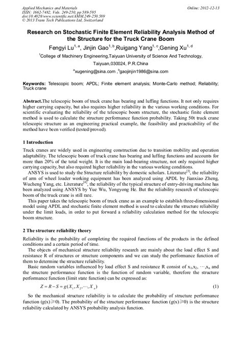 Research On Stochastic Finite Element Reliability Analysis Method Of The Structure For The Truck