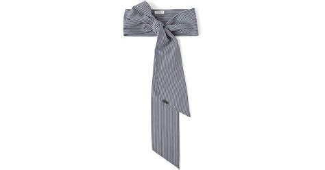 Brunello Cucinelli Techno Cotton Poplin Stripe Monili Trim Foulard In