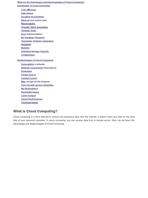 3top 10 Advantages And Disadvantages Of Cloud Computing 2023 Pdf Cloud Computing Computing