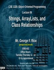 06 Class Relationships Rev 1 Pdf CSE 1325 Object Oriented