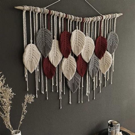 Colourful Leaves Tapestry Large Wall Hanging Macrame Leaves Wall