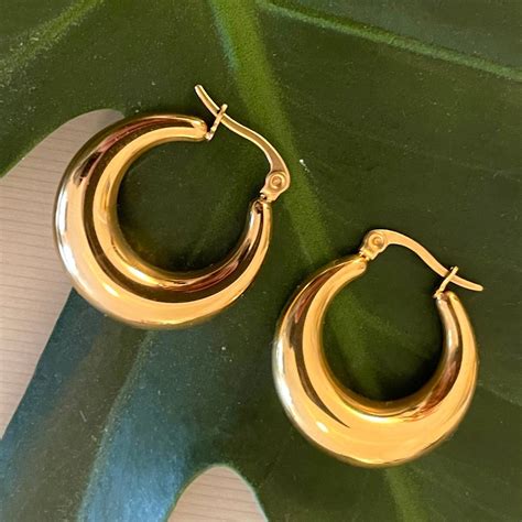 Chunky Dicke Creolen Mit 18k Gold Plattierung Große Breite Klobige