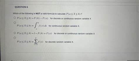 Solved Which Of The Following Is Not A Valid Formula To