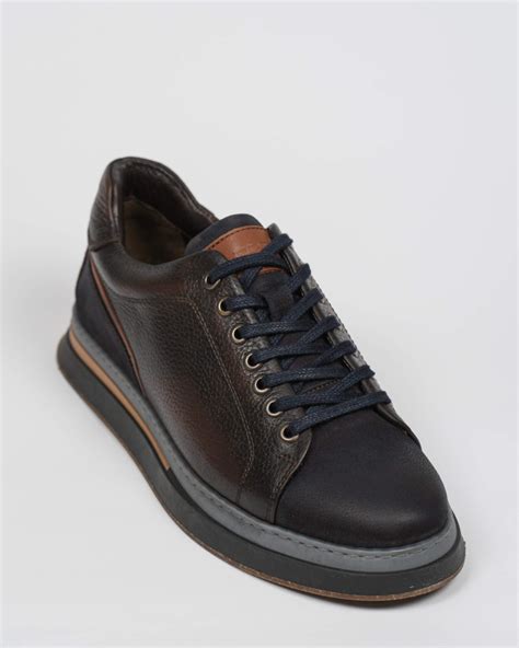 【КОМБИНИРАНИ ОБУВКИ ОТ ШАГРЕНИРАНА КОЖА И НАБУК В ТЪМНО СИНЬО И КАФЯВО】Цена • • 230236172141 4