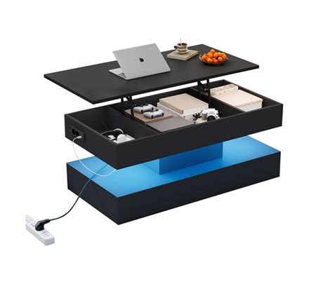 Mesa De Centro Elevable Rectangular De Panel De Partículas Con Luz Ledblanco Conforama