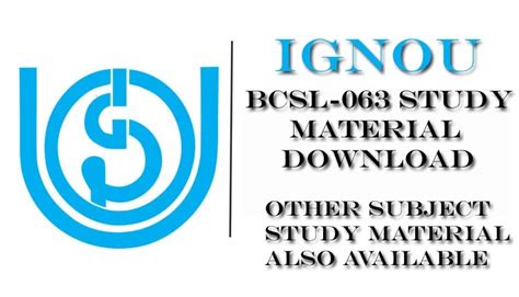 Ignou Bcsl 063 Lab Manual Study Material Download