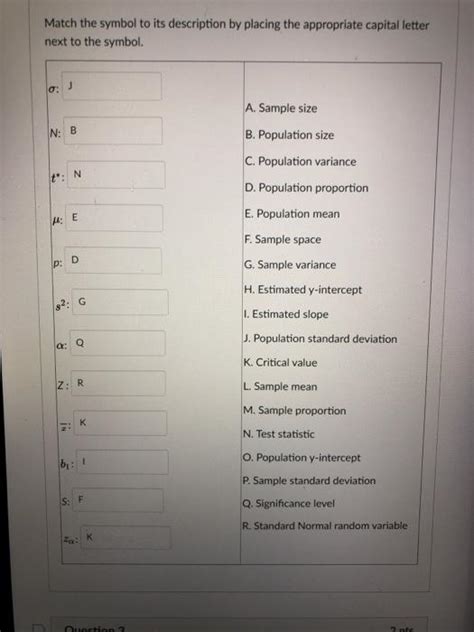 Solved Match The Symbol To Its Description By Placing The