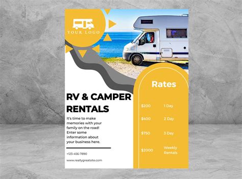 Rv And Camper Rental Flyer Customizable Digital Download Business Flyer Template For Dealerships