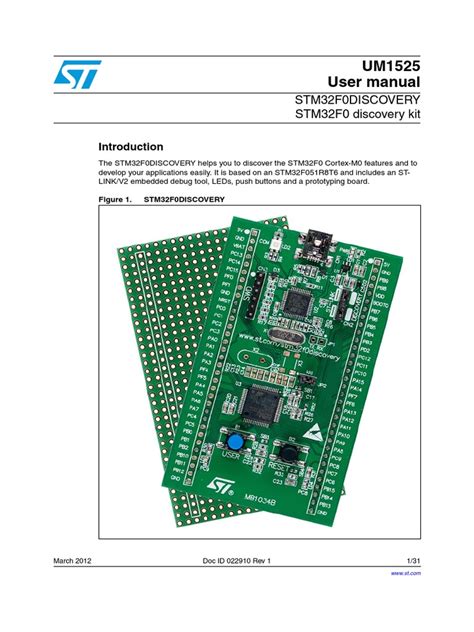 Um1525 Stm32f0 Discovery Kit User Manual Pdf Digital Electronics