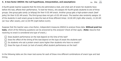 Solved A Two Factor ANOVA The Null Hypotheses Chegg