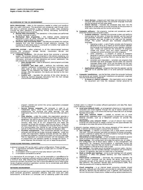 Module 1 Audit In Cis Environment Fundamentals Prelim Lecture Pdf