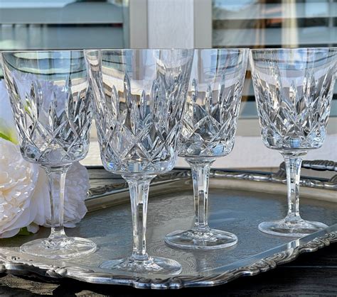 Gorham Crystal Water Glasses In King Edward Pattern Four Hand Blown