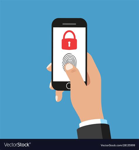 Hands With Smartphone Unlocked Fingerprint Vector Image