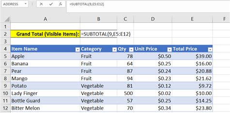 How To Use Subtotal Formula In Excel With 2 Examples