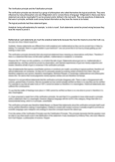 Solution The Verification Principle And The Falsification Principle