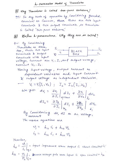 SOLUTION Hybrid Parameter Model Of Transistor Notes Studypool