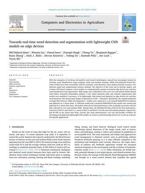 Pdf Towards Real Time Weed Detection And Segmentation With Lightweight Cnn Models On Edge Devices