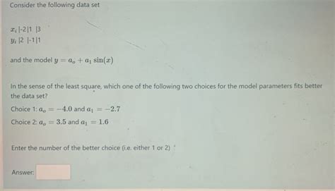Solved Consider The Following Data Set X 1 211 13 Y 12 Chegg Com