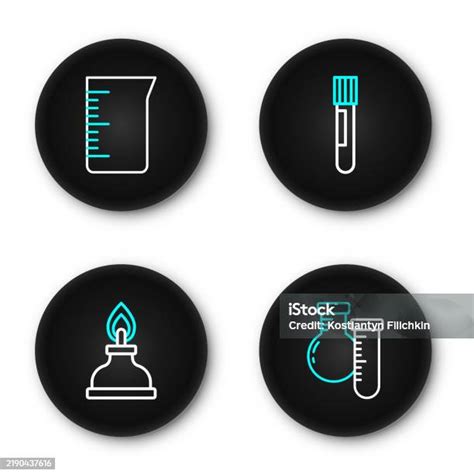 테스트 튜브 및 플라스크 알코올 또는 스피릿 버너 실험실 유리 제품 비커 아이콘을 설정합니다 벡터 가열장치에 대한 스톡 벡터 아트 및 기타 이미지 Istock