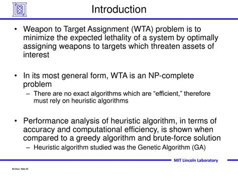 PPT A Genetic Algorithm For The Weapon To Target Assignment Problem