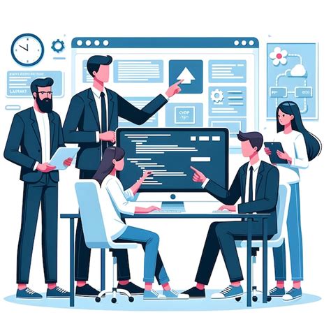 Premium Vector Devops Team Working Together Vector Scene