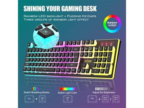 Redthunder K10 Wireless Gaming Keyboard And Mouse Combo Led Backlit Rechargeable 3800mah