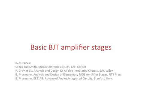 Bjt Amplifier Stages Basic Configurations And Analysis