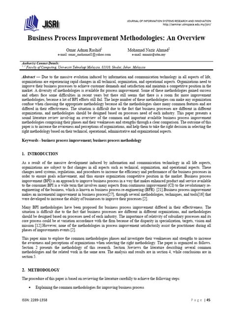 Pub6 Business Process Improvement Methodologies Pdf Six Sigma
